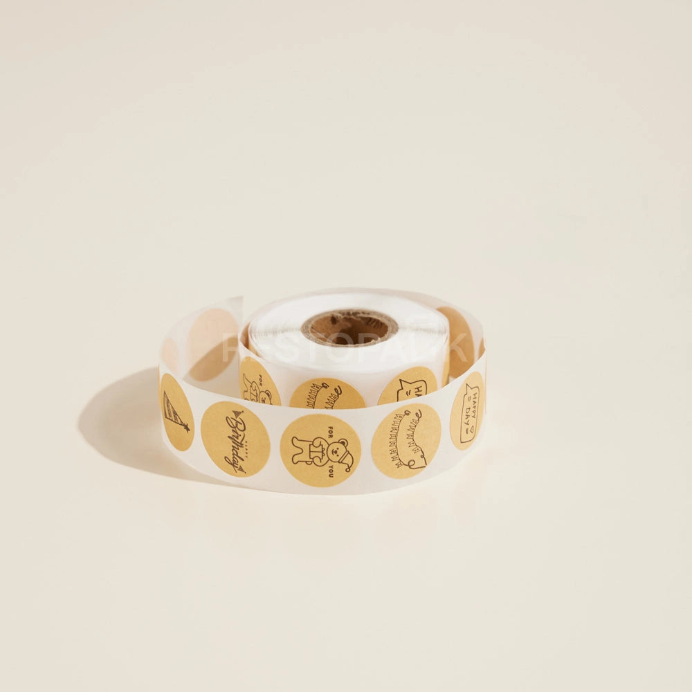 Birthday Design Kraft Paper Seal Sticker Roll - 500/Roll – RestoPack