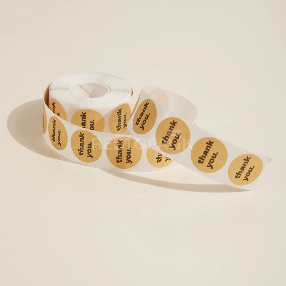 Thank You Lettering Kraft Paper Seal Sticker Roll - 500/Roll – RestoPack
